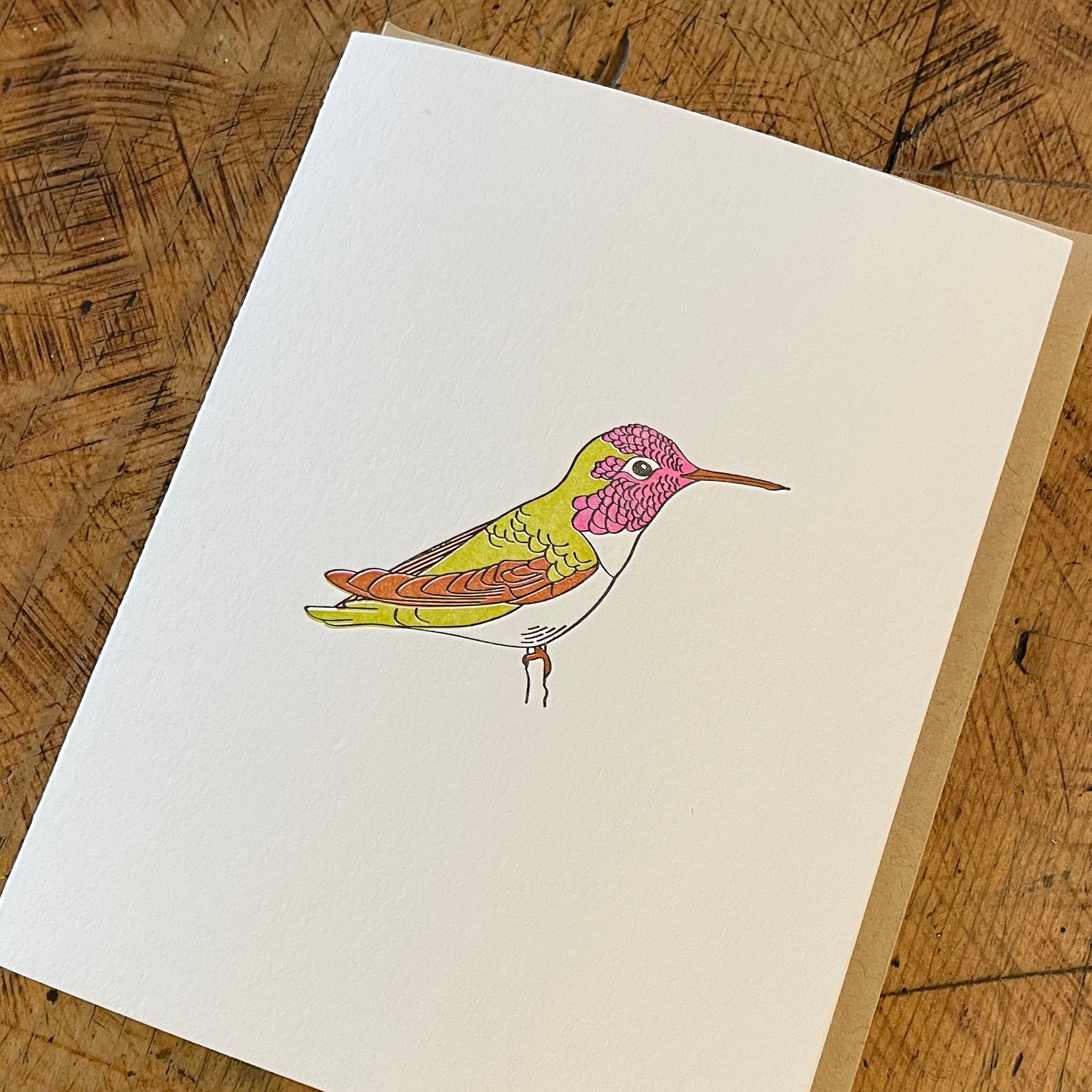 Anna's Hummingbird Letterpress Card – Green Bird Press