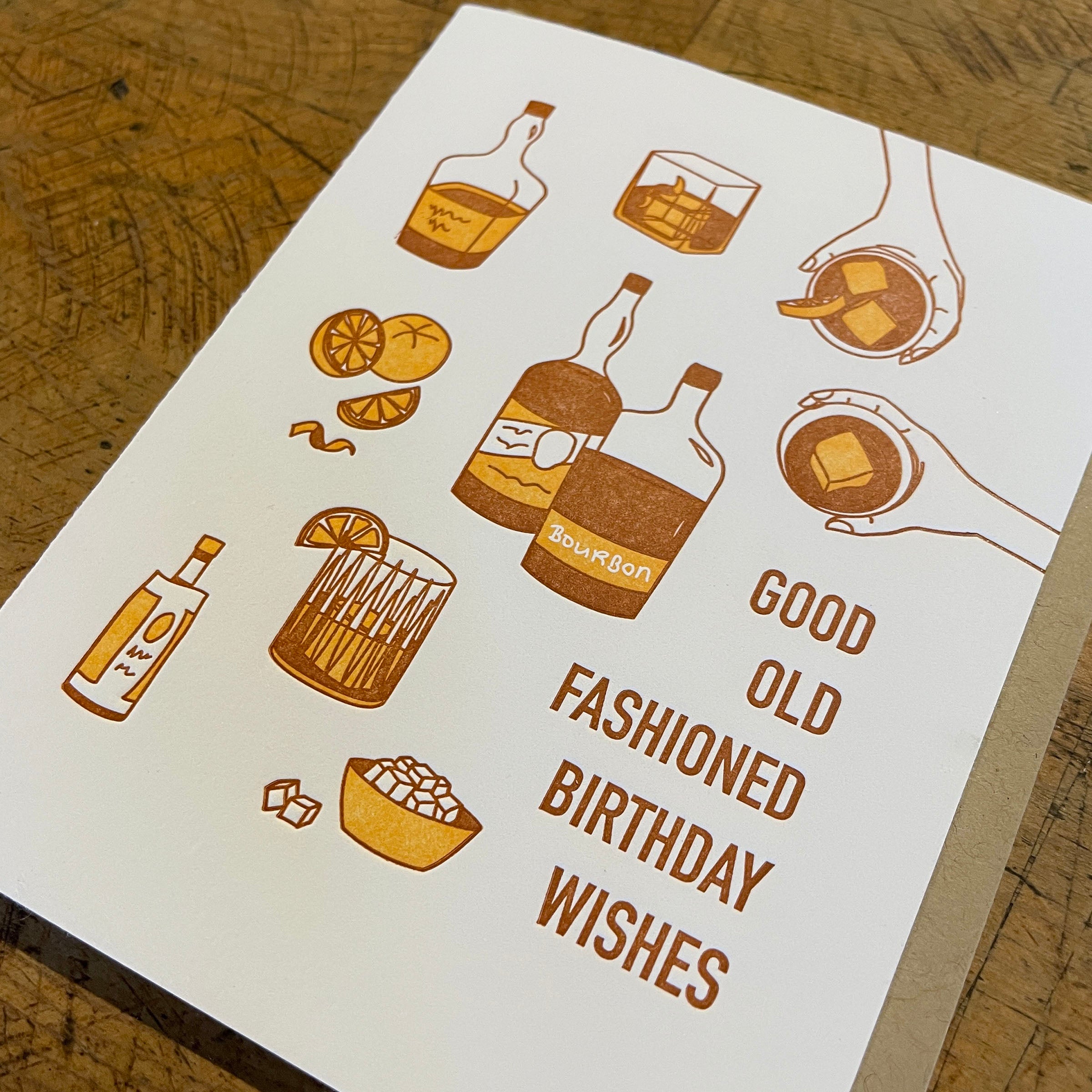Old Fashioned Birthday Letterpress Card – Green Bird Press