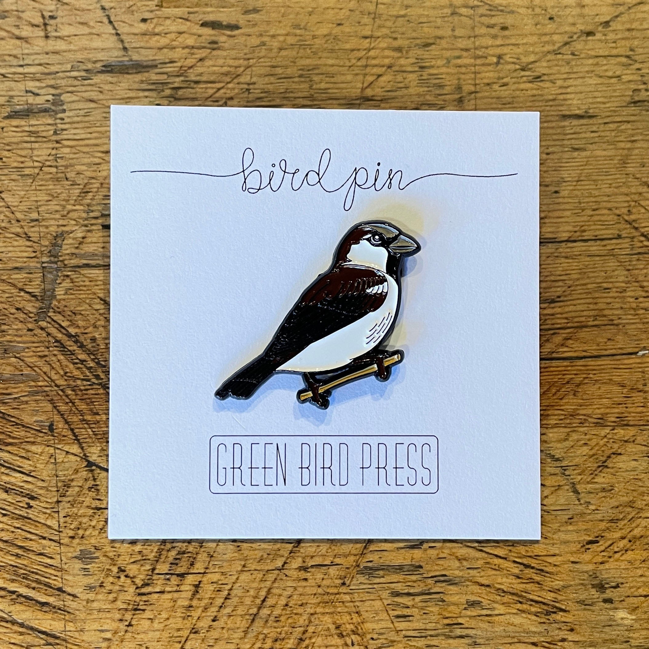 House Sparrow Enamel Pin – Green Bird Press