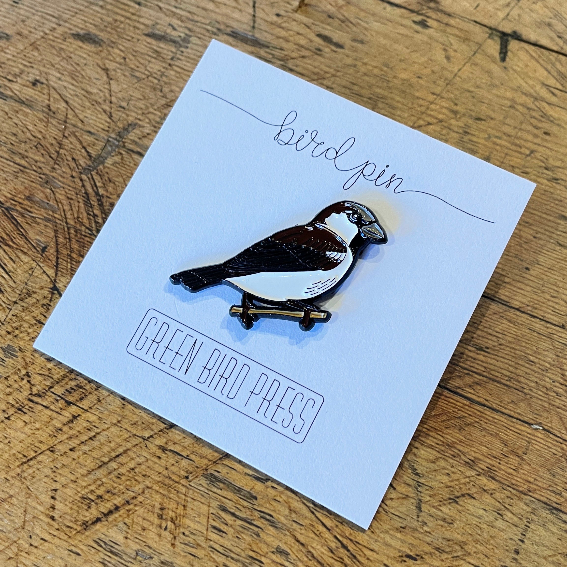 House Sparrow Enamel Pin – Green Bird Press