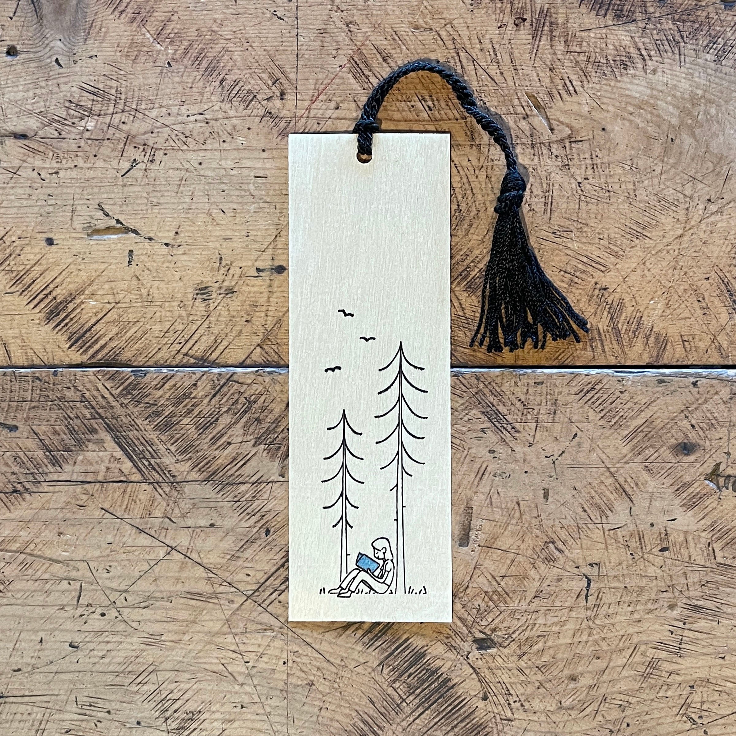 Minimal Adventure Letterpress and Watercolour Bookmark - Girl Reading ...