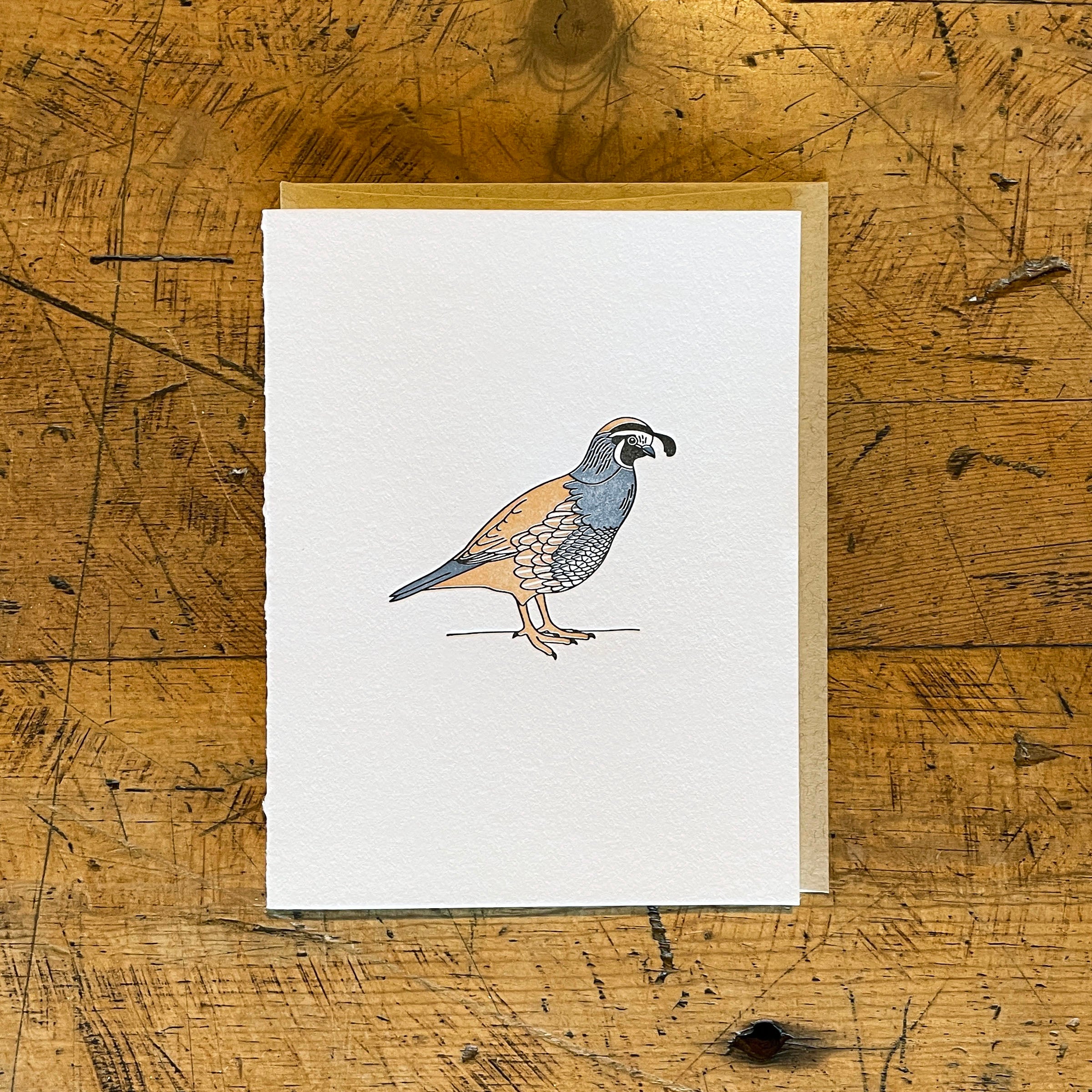 California Quail Letterpress Card – Green Bird Press