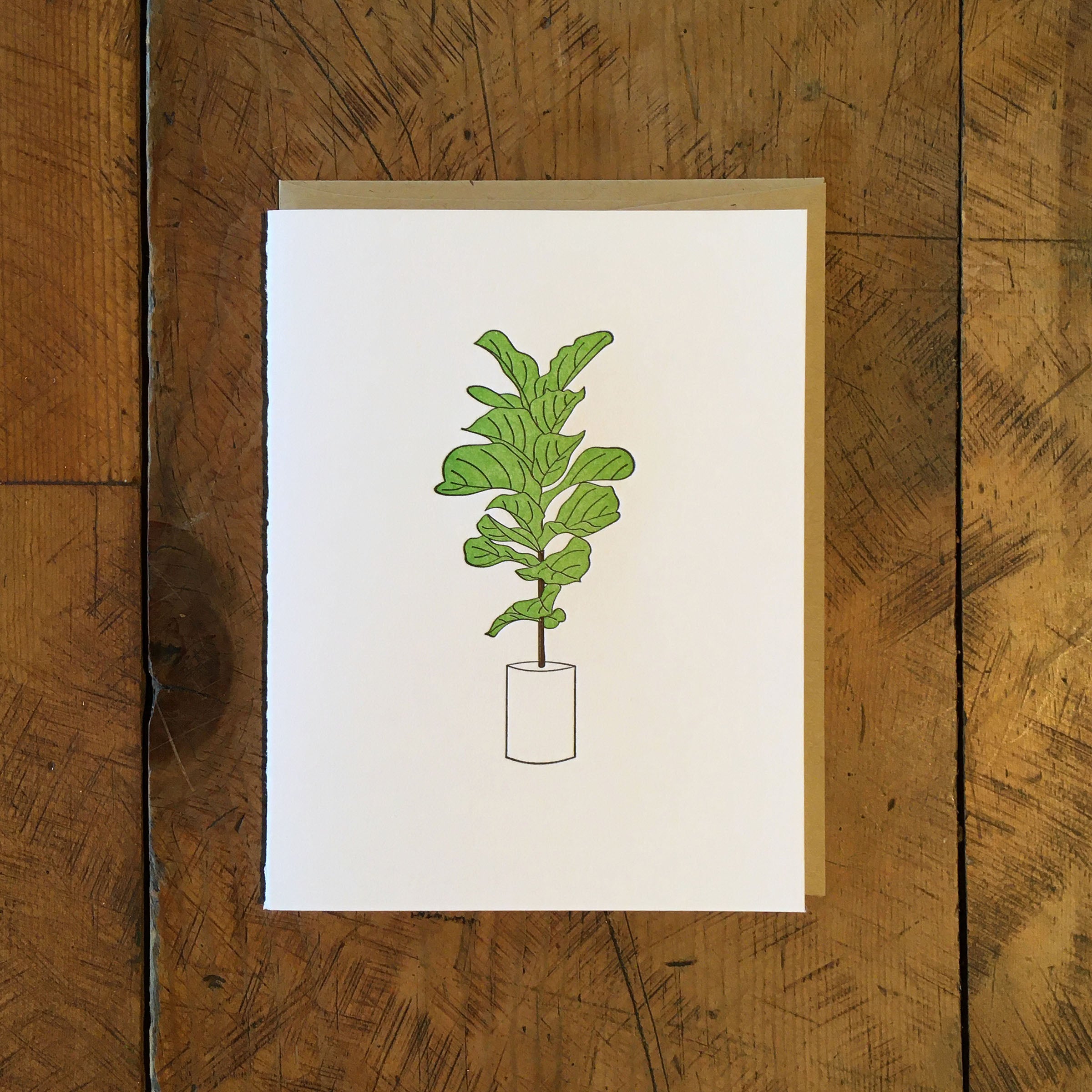 Fiddle Leaf Fig Tree Letterpress Card – Green Bird Press