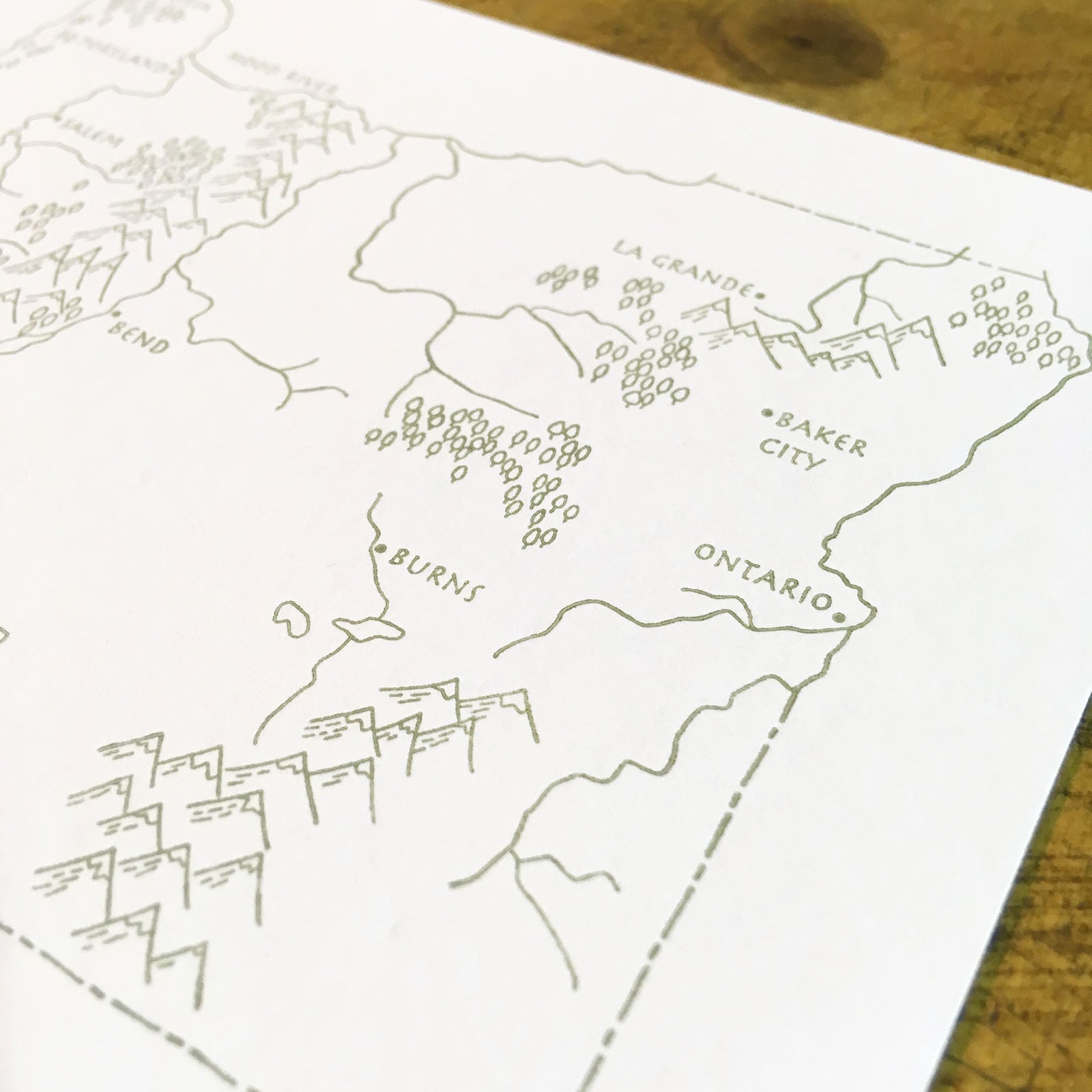 Oregon State Map Letterpress Postcard – Green Bird Press