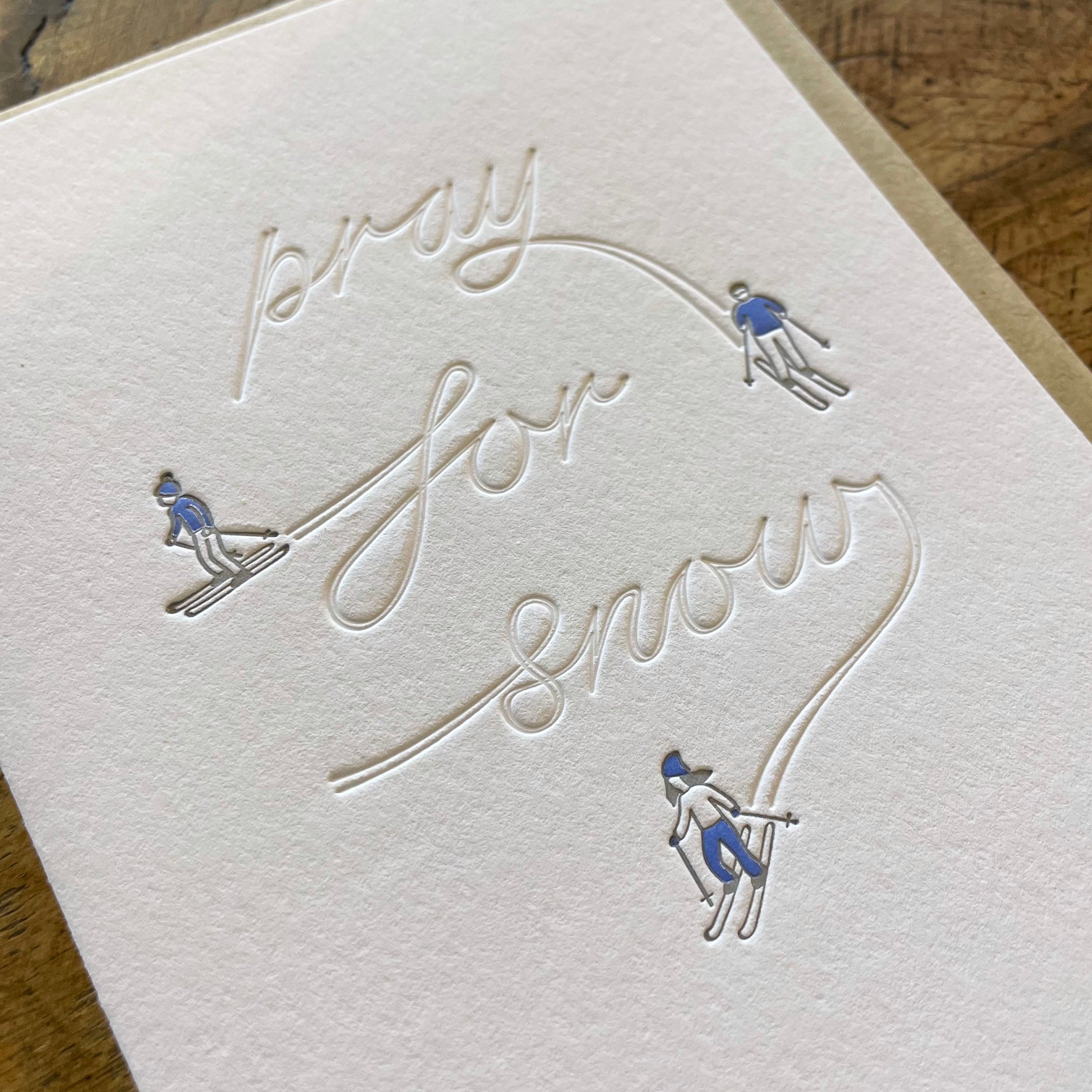 Pray for Snow Skiers Letterpress Cards – Green Bird Press