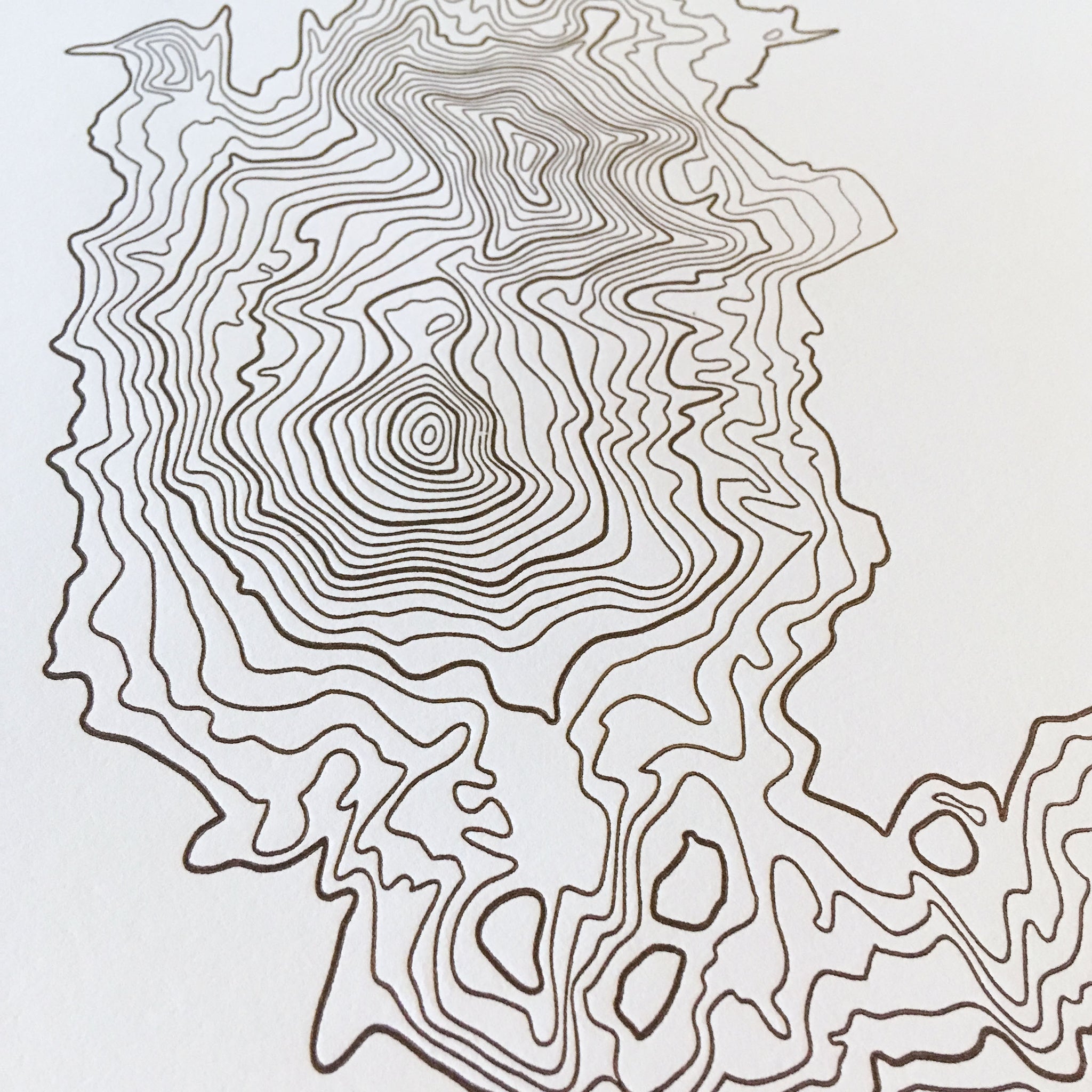 Three Sisters Topographic Map Letterpress Print – Green Bird Press